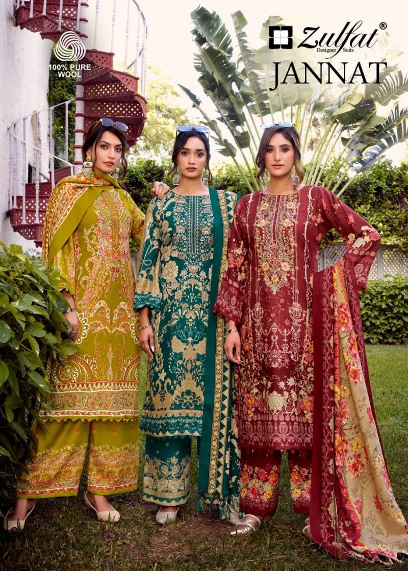 Zulfat Jannat Woollen Pashmina Embroidered Work Dress Material ...