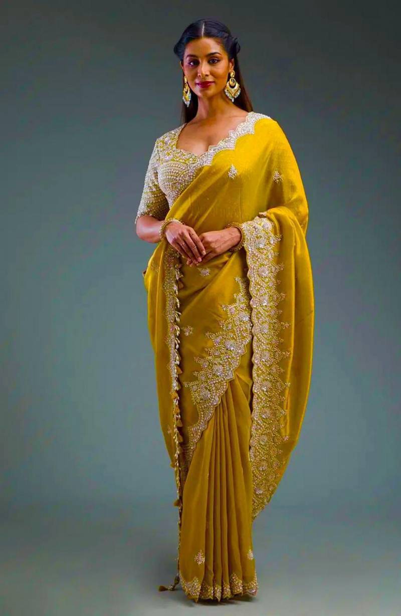 Kc 2070 Premium Soft Gold Silk Beautiful Embroidery Worked Saree ...