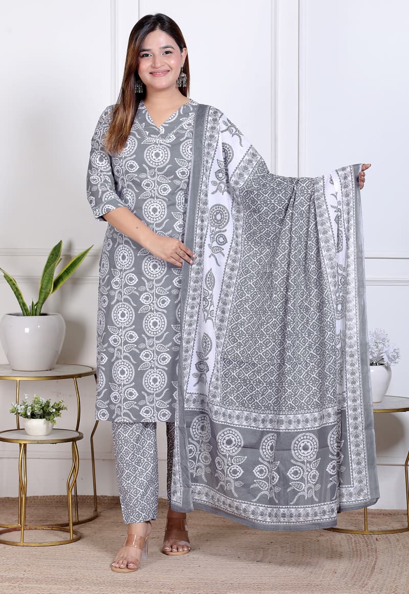Saina Vol 6 Cambric Cotton Hand Work Kurti Pant And Dupatta Collection ...